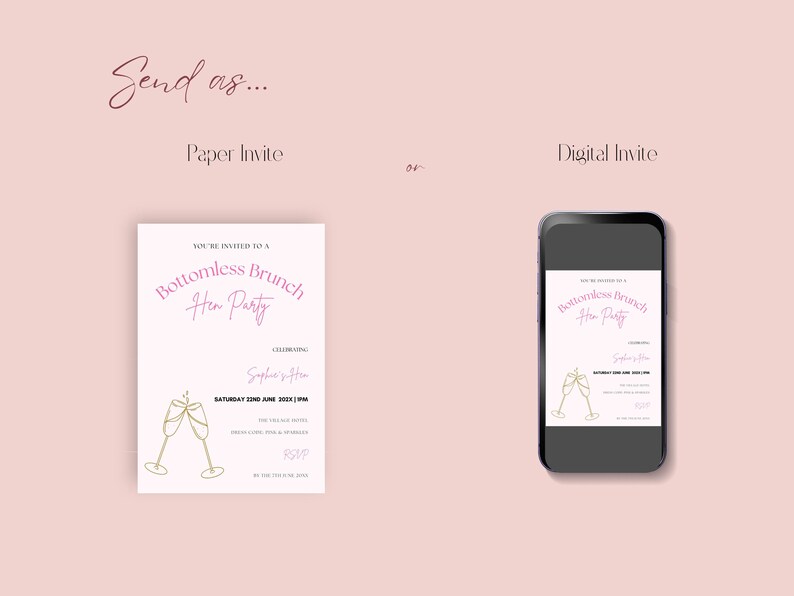 Bottomless Brunch Hen Party Invitation | Bachelorette Party Invite ...
