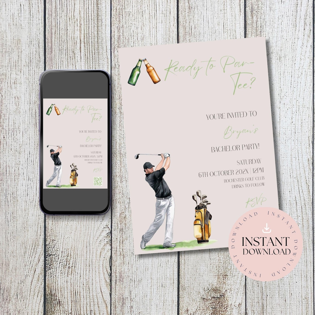 Golf Bachelor Party Invitation | Boys Trip | Golf Ball Invitation ...