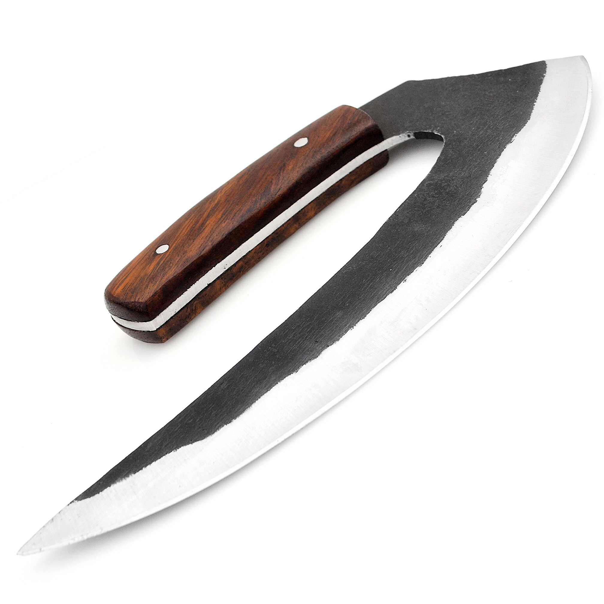 Alaskan Ulu Mezzaluna Ulu Knife Pizza Cutter Ulu Traditional Ulu Handmade Damascus Steel Ulu ...