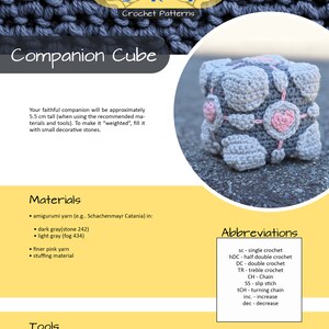 Companion Cube Companion Cube Portal Crochet Pattern in German and ...