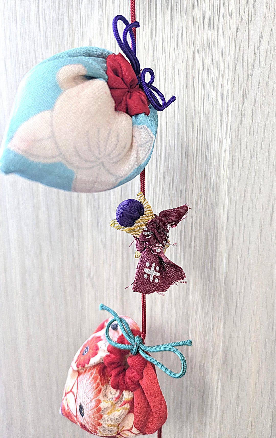 Vintage Fabric Tsurushi Bina | Upcycled Furoshiki Wall Decor | Showa ...