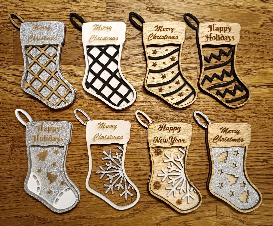Multilayer Stocking Ornament Laser Cut Files: 3D Christmas Decor (SVG ...