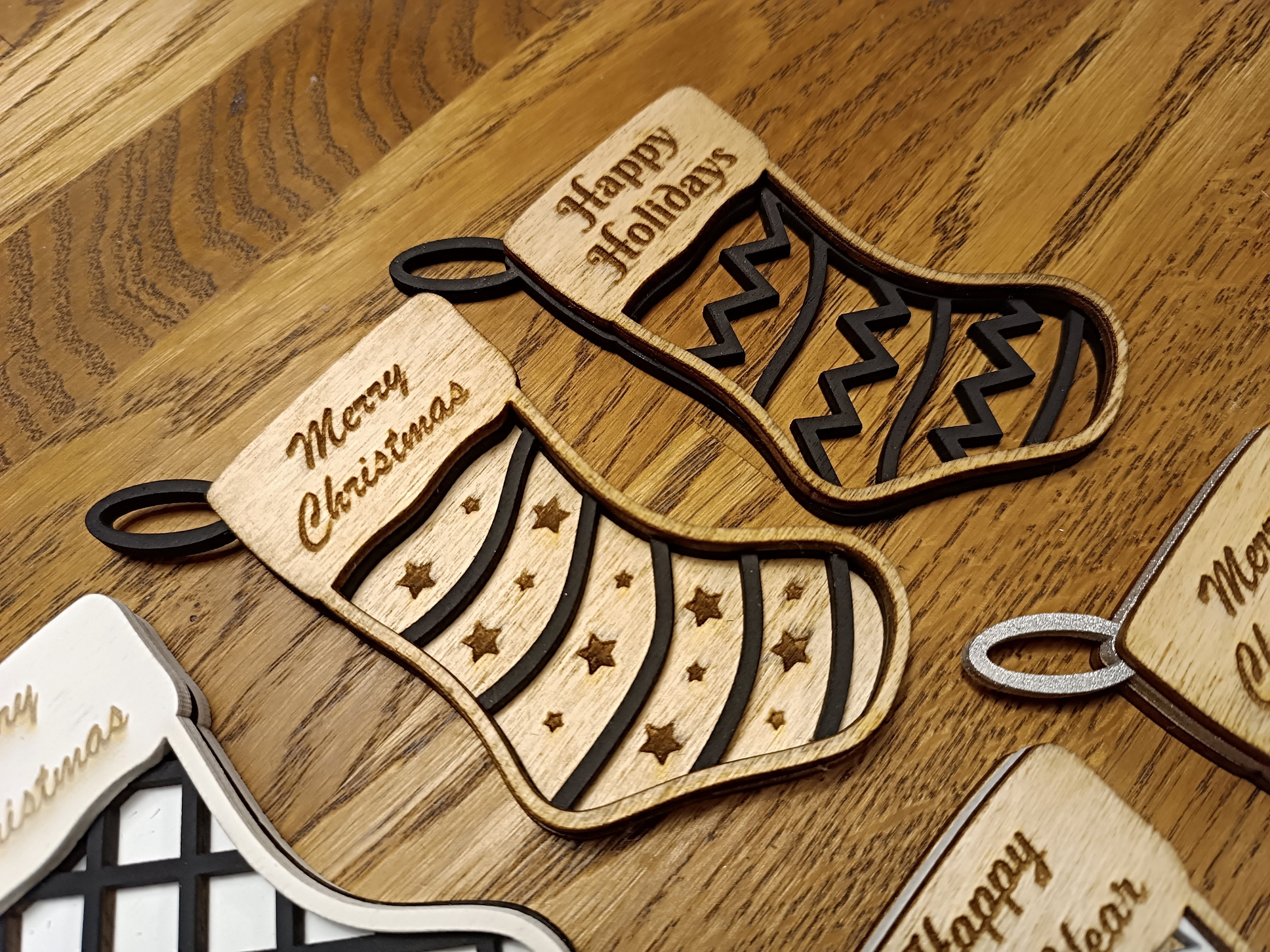 Multilayer Stocking Ornament Laser Cut Files: 3D Christmas Decor (SVG ...