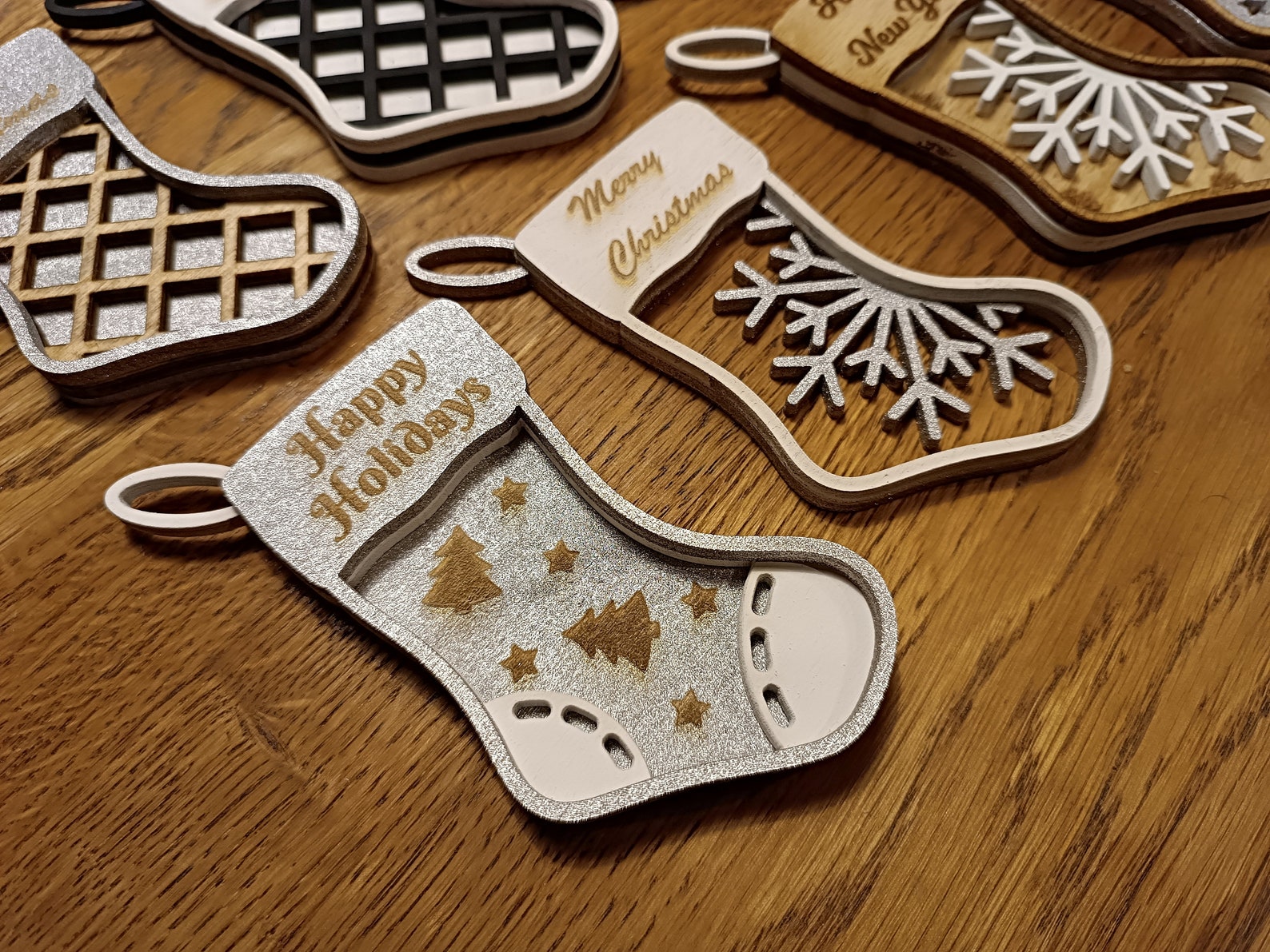Multilayer Stocking Ornament Laser Cut Files: 3D Christmas Decor (SVG ...