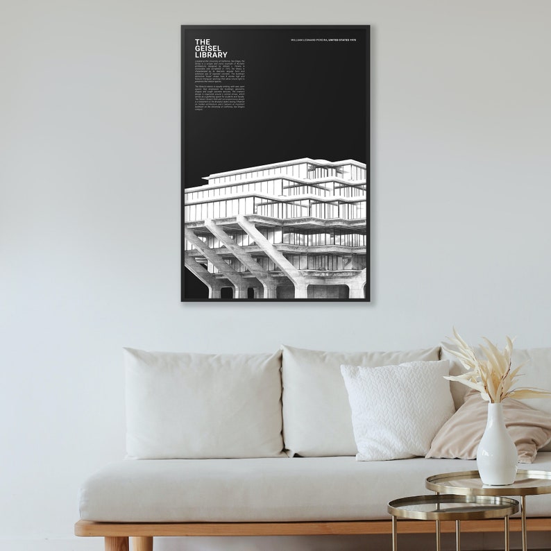 Geisel Library Brutalism Architecture Poster Black and White - Etsy