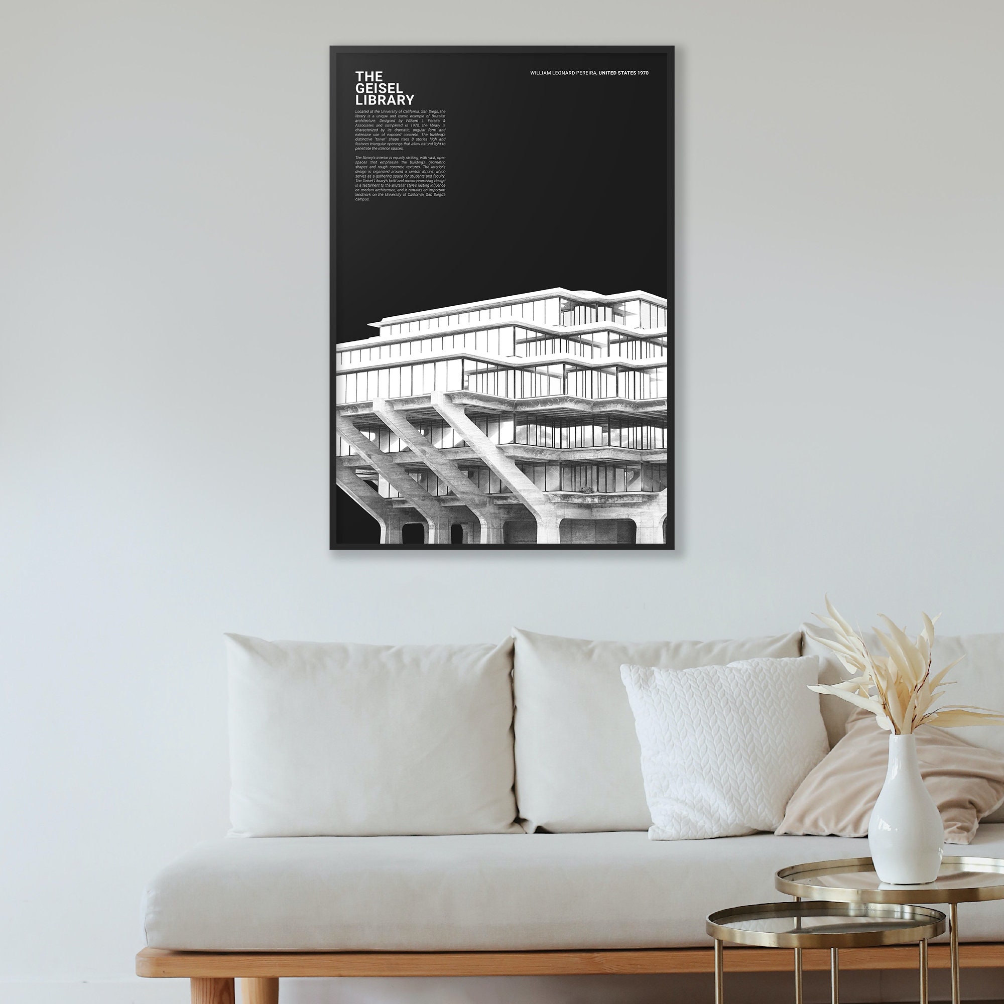 Geisel Library, Brutalism Architecture Poster, Black and White Wall Art ...