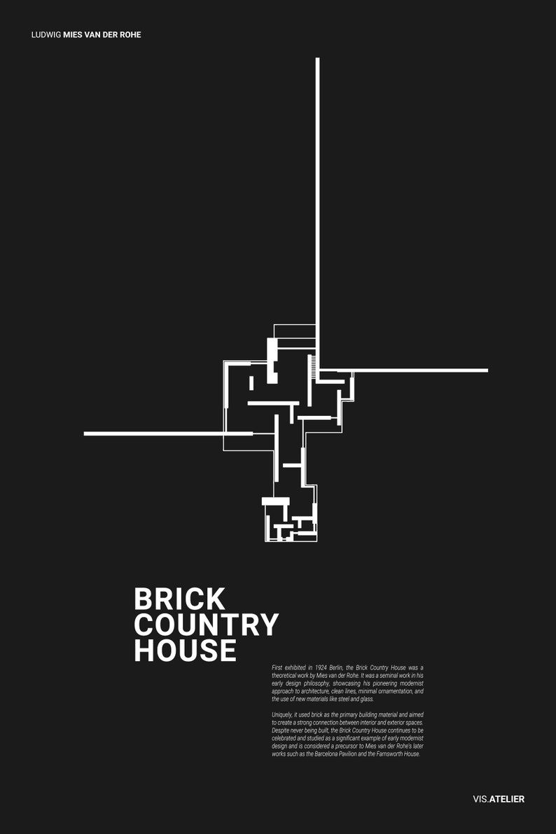 Brick Country House Poster Ludwig Mies Van Der Rohe - Etsy