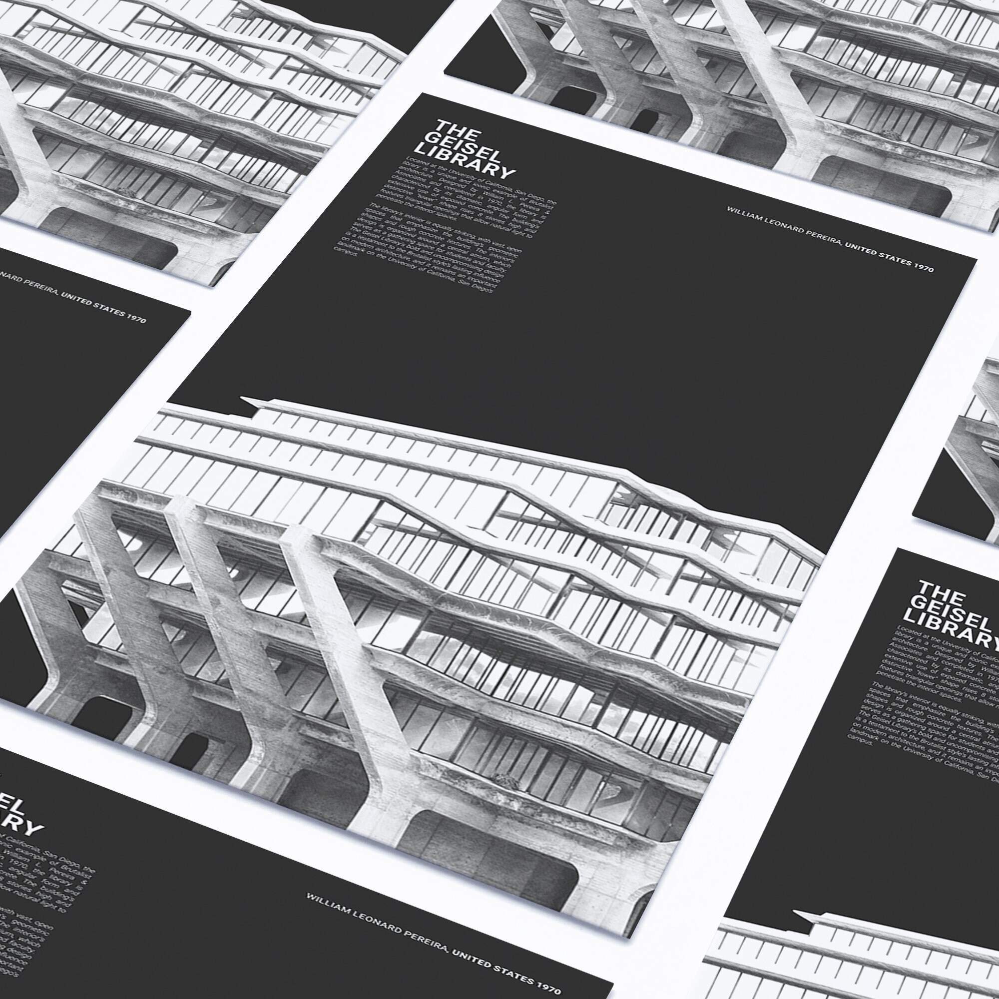 Geisel Library, Brutalism Architecture Poster, Black and White Wall Art ...