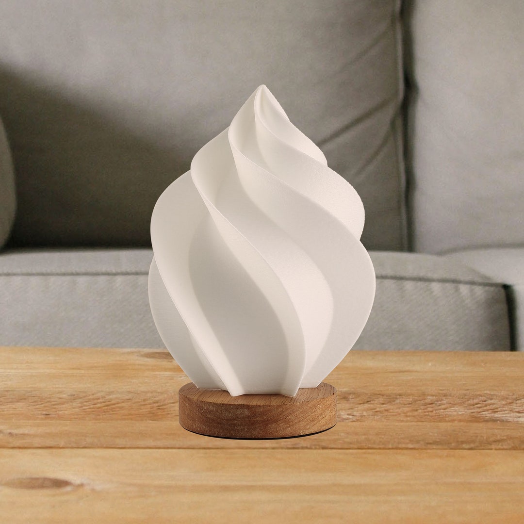Ice Cream Shape Mini Table Lamp, 3D Print Lamp, PLA Lampshade, Wood ...