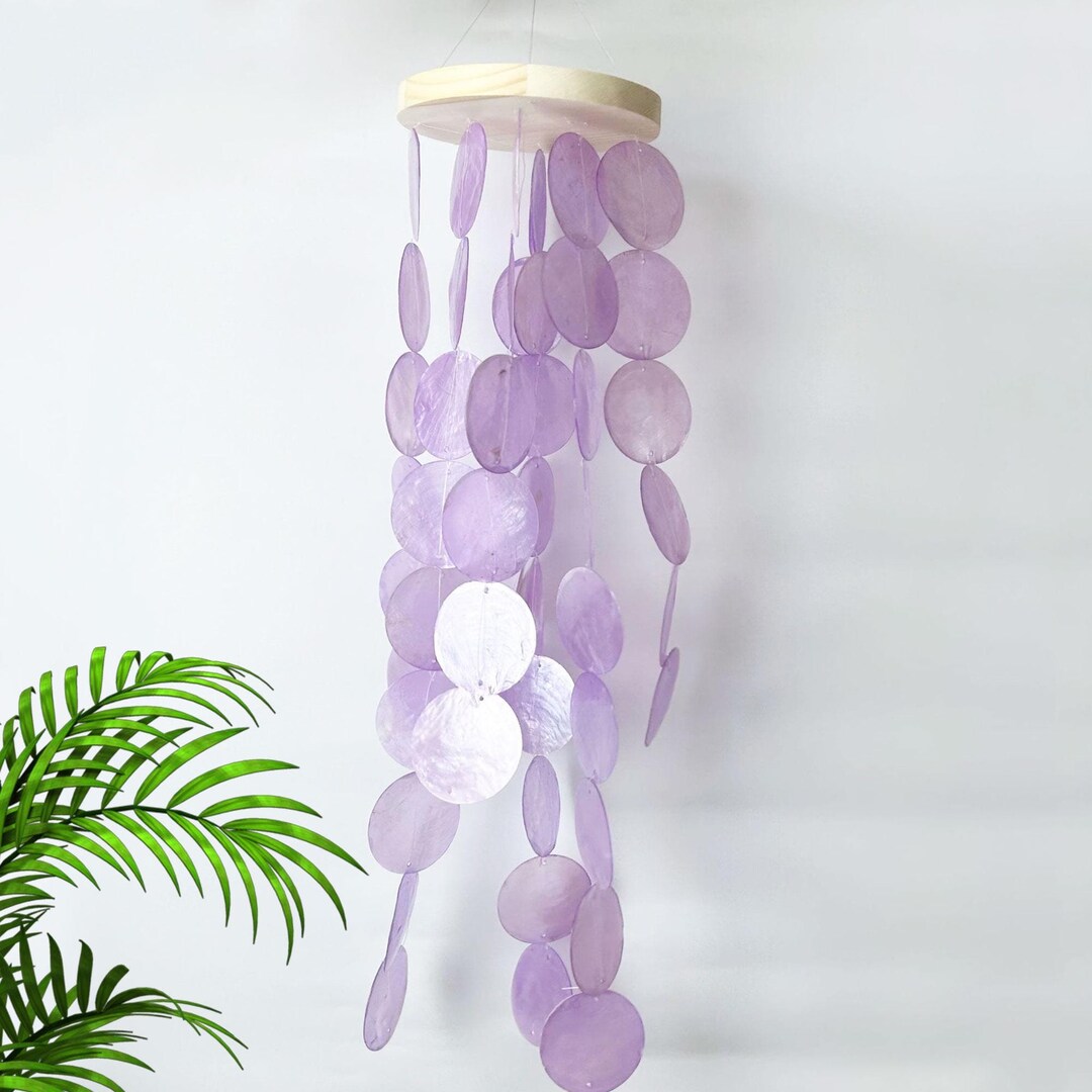 Purple Long Capiz Shell Wedding Decoration Wind Chime, White Blue Green ...