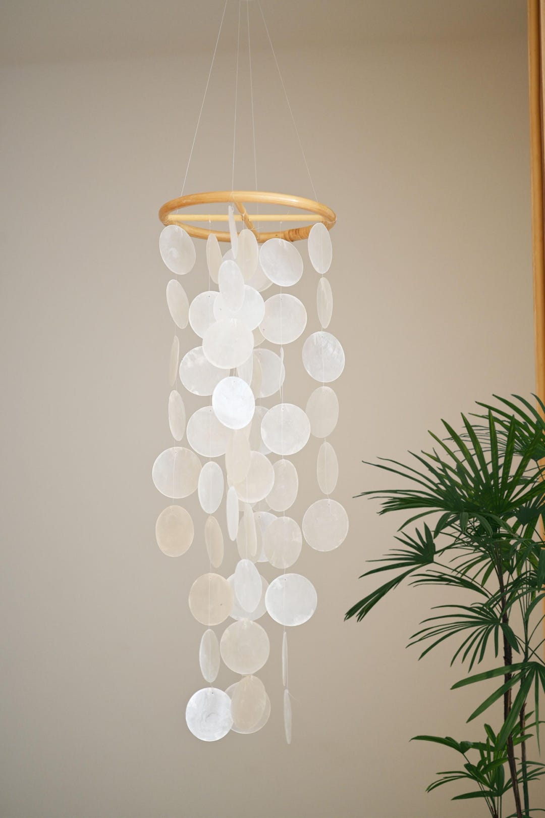 White Capiz Shell Wind Chime Home Decor, Nature Art, Sun Catcher ...