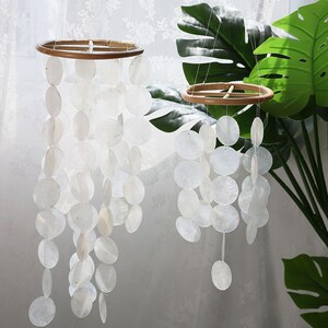 White Capiz Shell Wind Chime Home Decor, Nature Art, Sun Catcher ...
