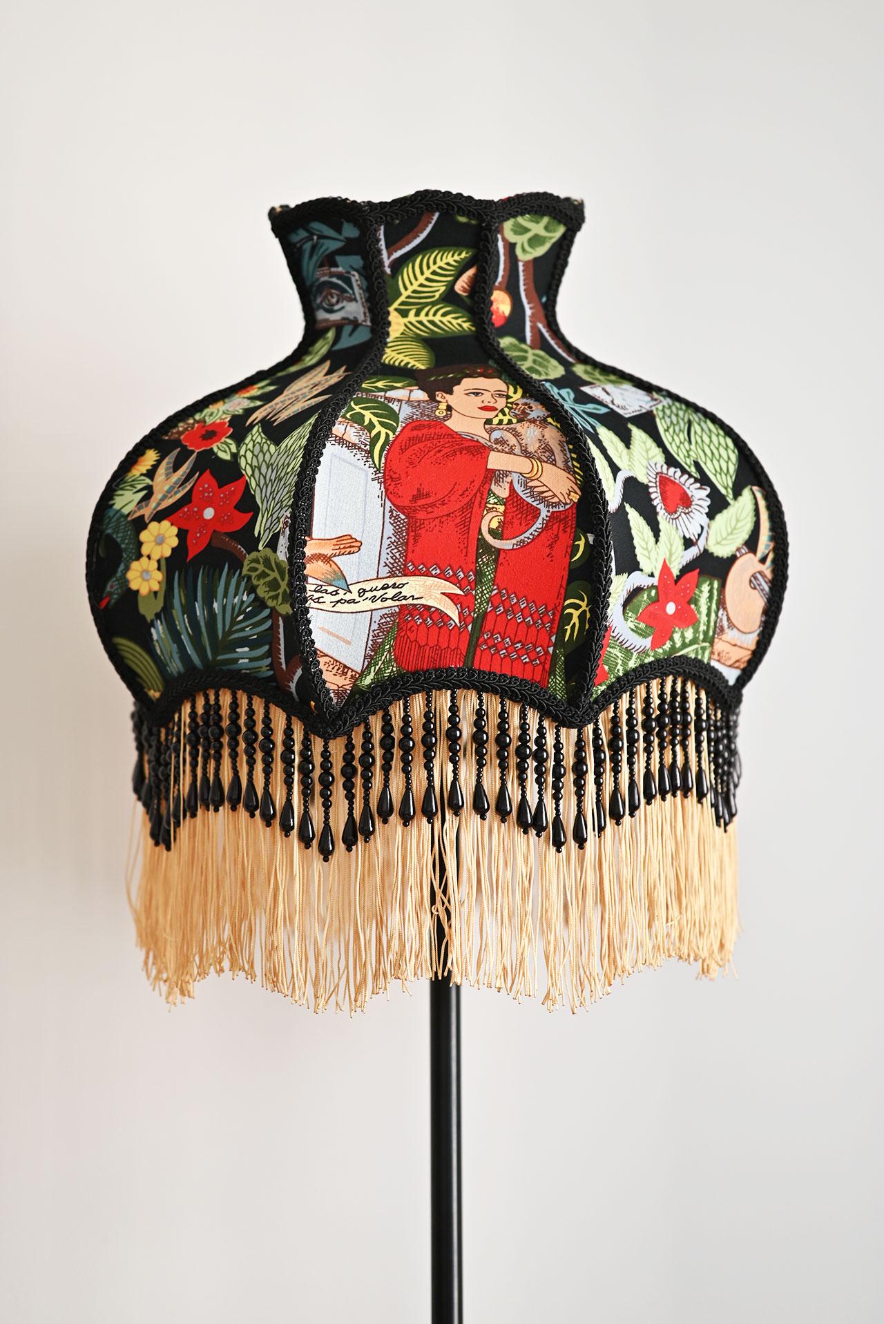 Mid Century Fringe Lamp Shades, Vintage Fabric Lamp Shade With Tassels ...