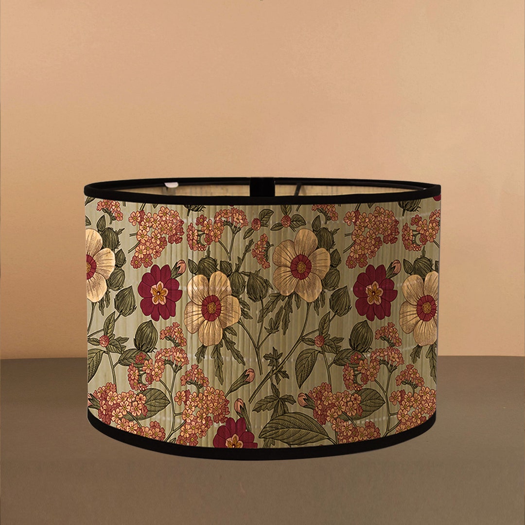 Vintage Lampshade for Retro Interior Design, UV Printed Flower Bamboo ...