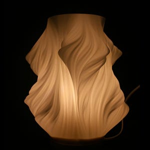 Cute 3D Printed Lamp for Bedroom, Art Decor Table Lamp, White 3D Print ...
