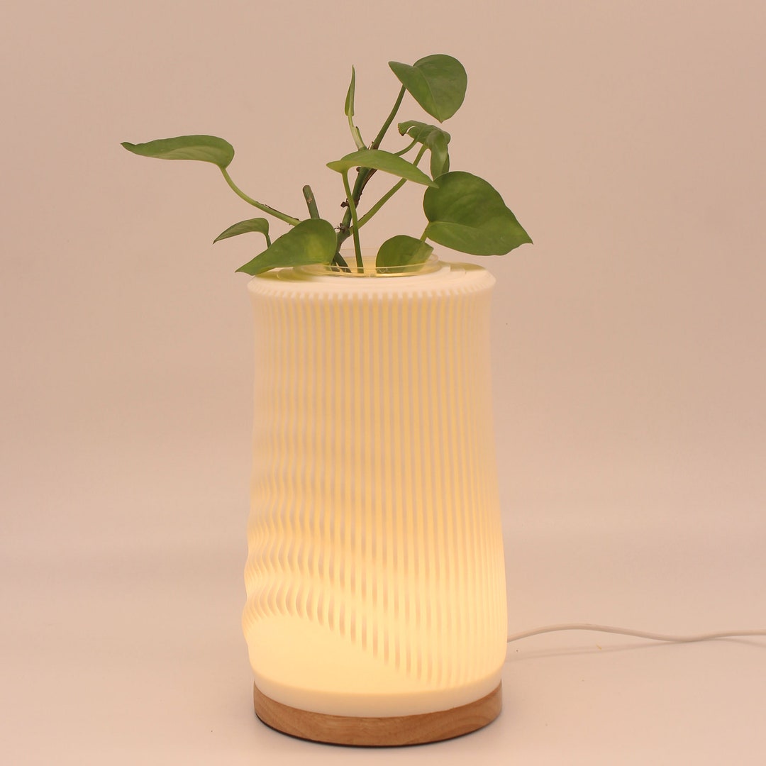 Minimalist Flower Vase Lamp, 3D Printed White Table Lamp, 3 Colors ...