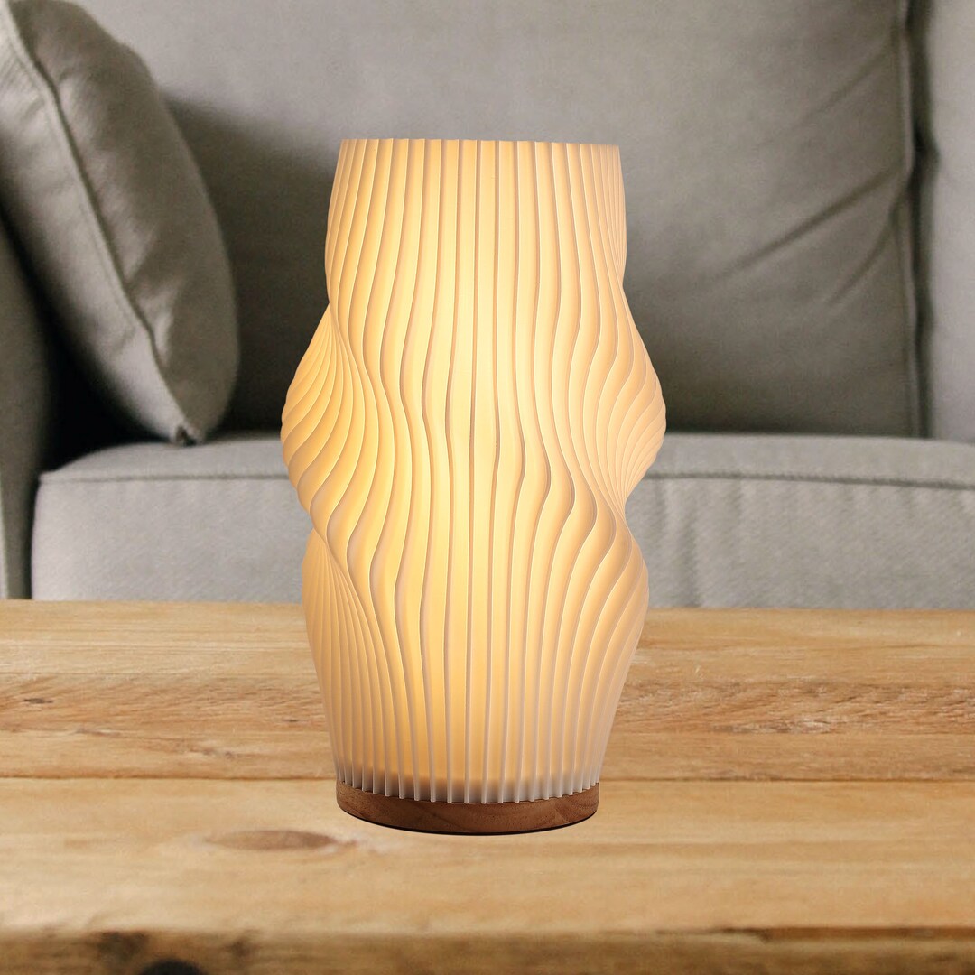 3D Printed Table Vase Lamp for Bedroom, 2 Color Light Modern Table Lamp ...
