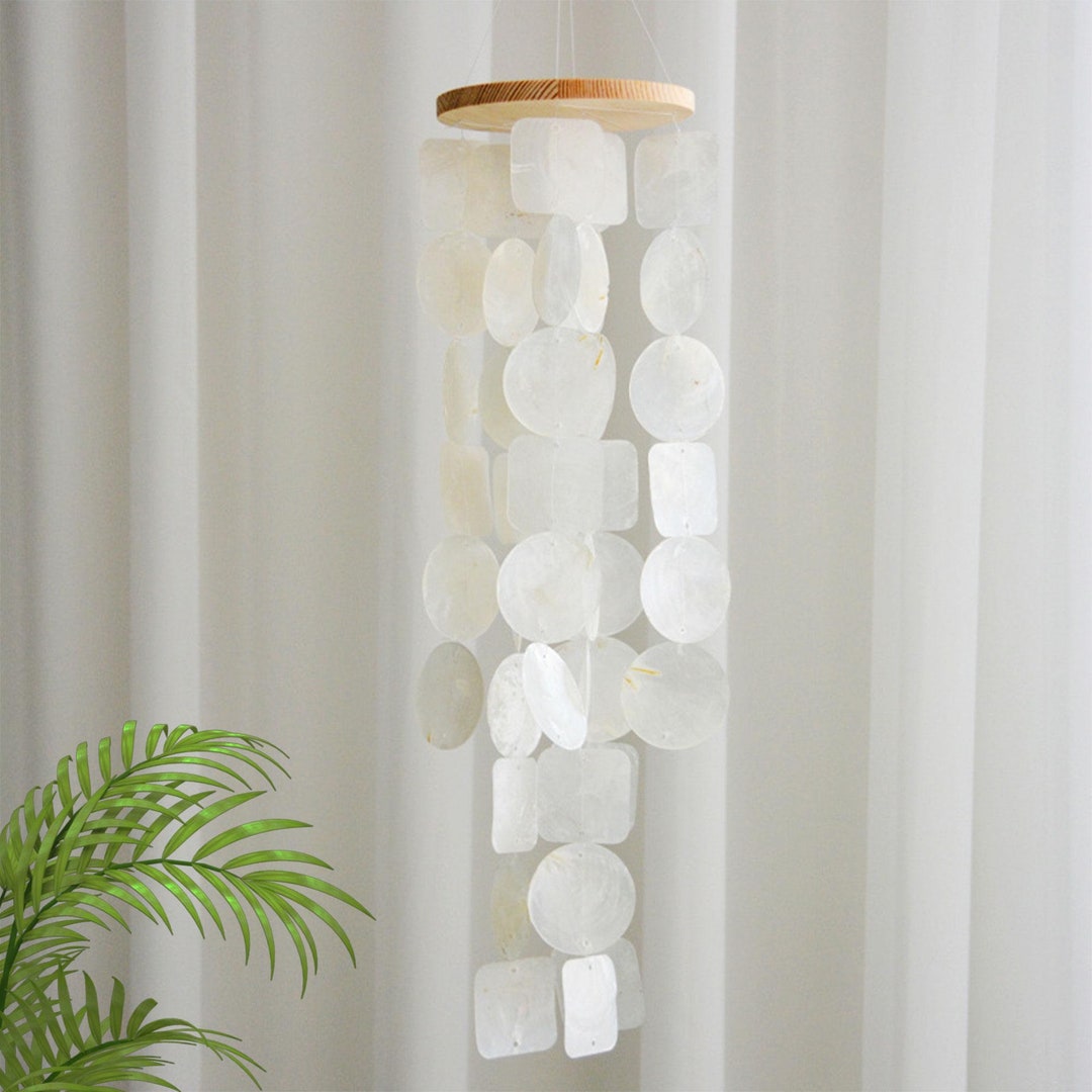 Long Wall Hanging Nature Art Capiz Shell Wind Chime, Wedding Decor ...