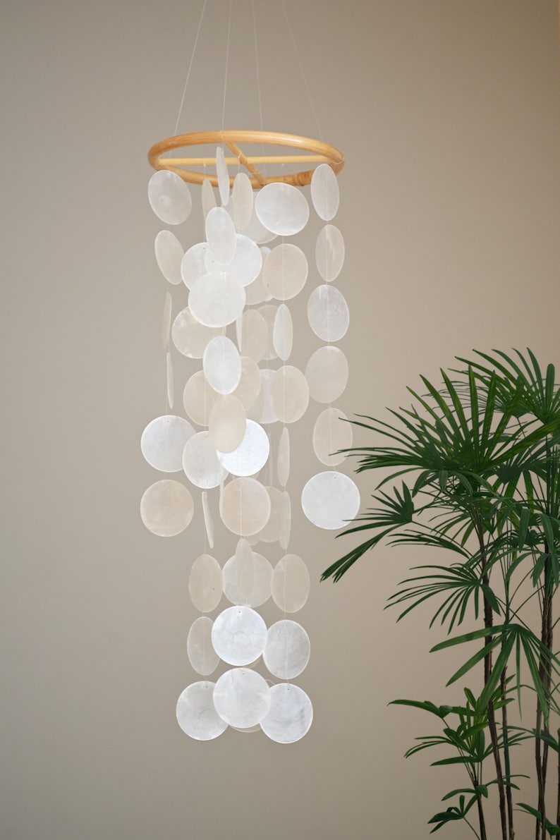 White Capiz Shell Wind Chime Home Decor, Nature Art, Sun Catcher ...