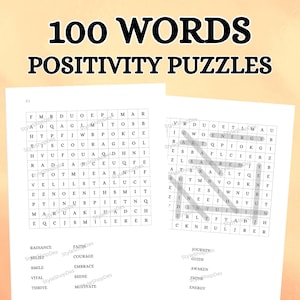 Positivity Word Search Puzzle Book, 100 Words Bundle, Anxiety Relief ...