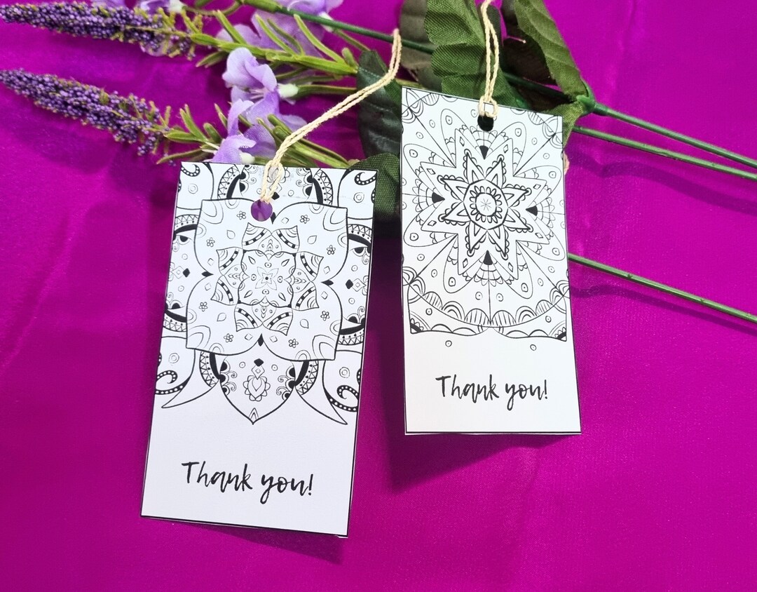 Mandala Thank You Tags Printable, 20 Printable Gift Tags, Yoga Studio ...