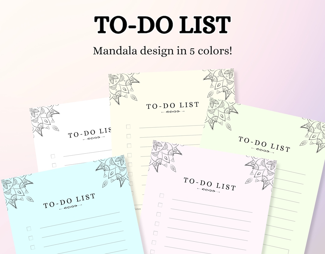Mandala to Do List Printable, Minimalistic to Do List Printable ...