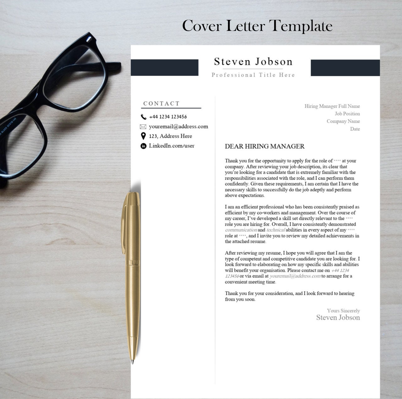 Professional Resume Template for Word Free Cover Letter Social Icons ...