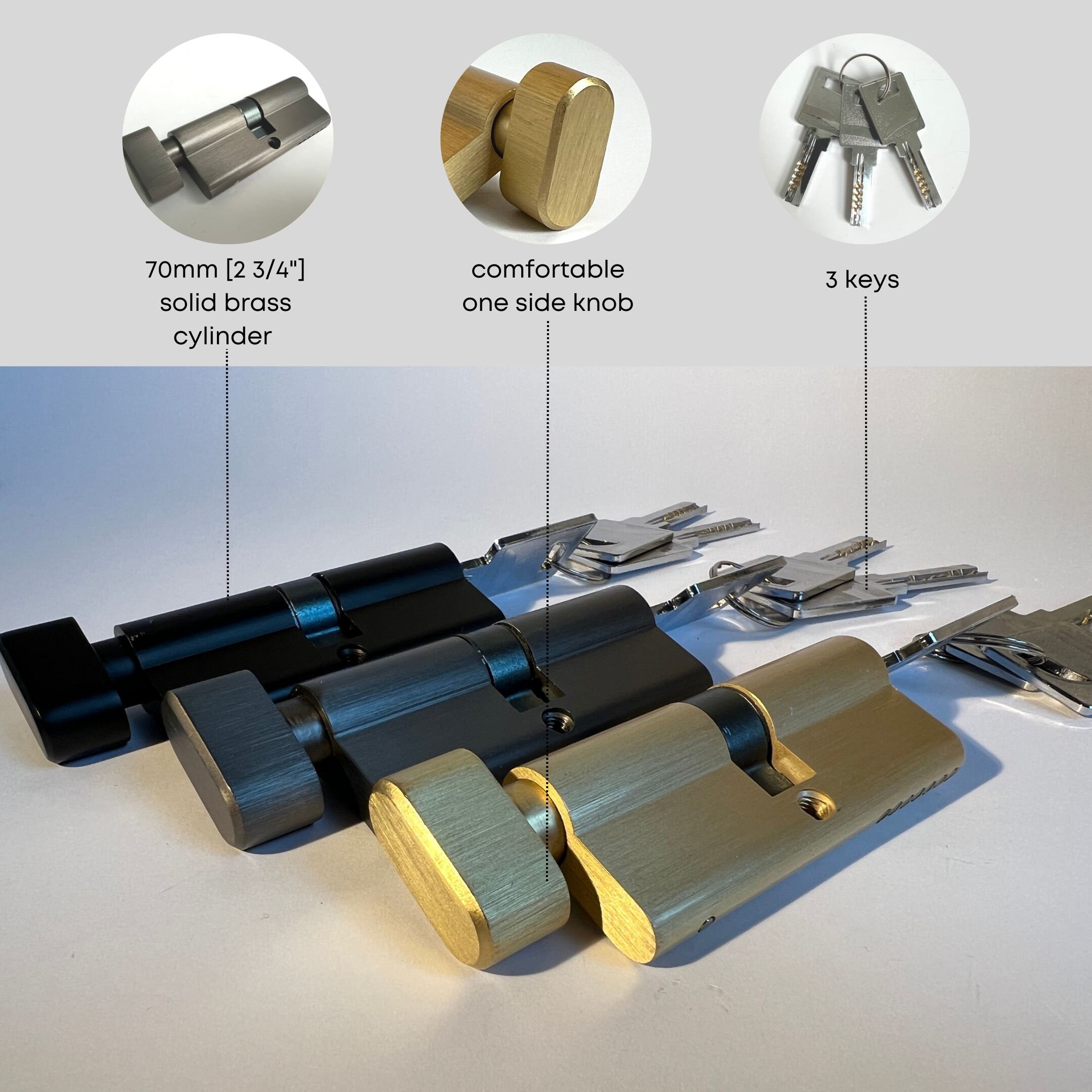 Door Lever Handle - Luxury Knurled Gold Pair on Rose - Lock Set for ...