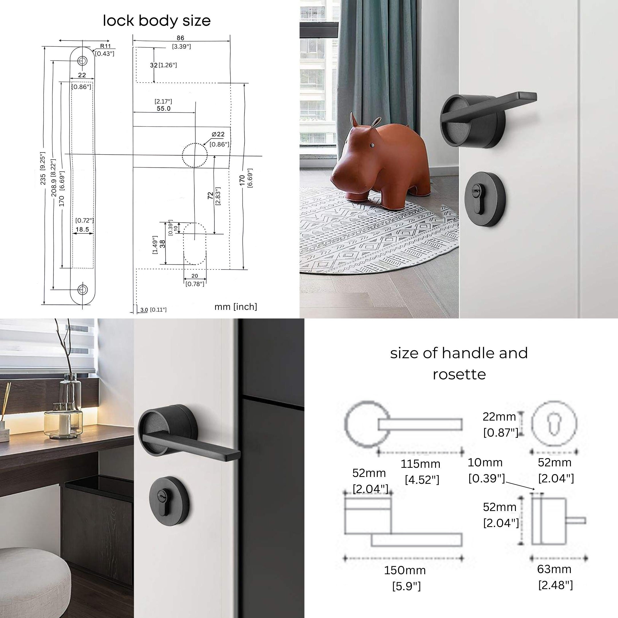 Door Lever Handle Black Pair Lock Set on Rose for Indoor Interior - Etsy