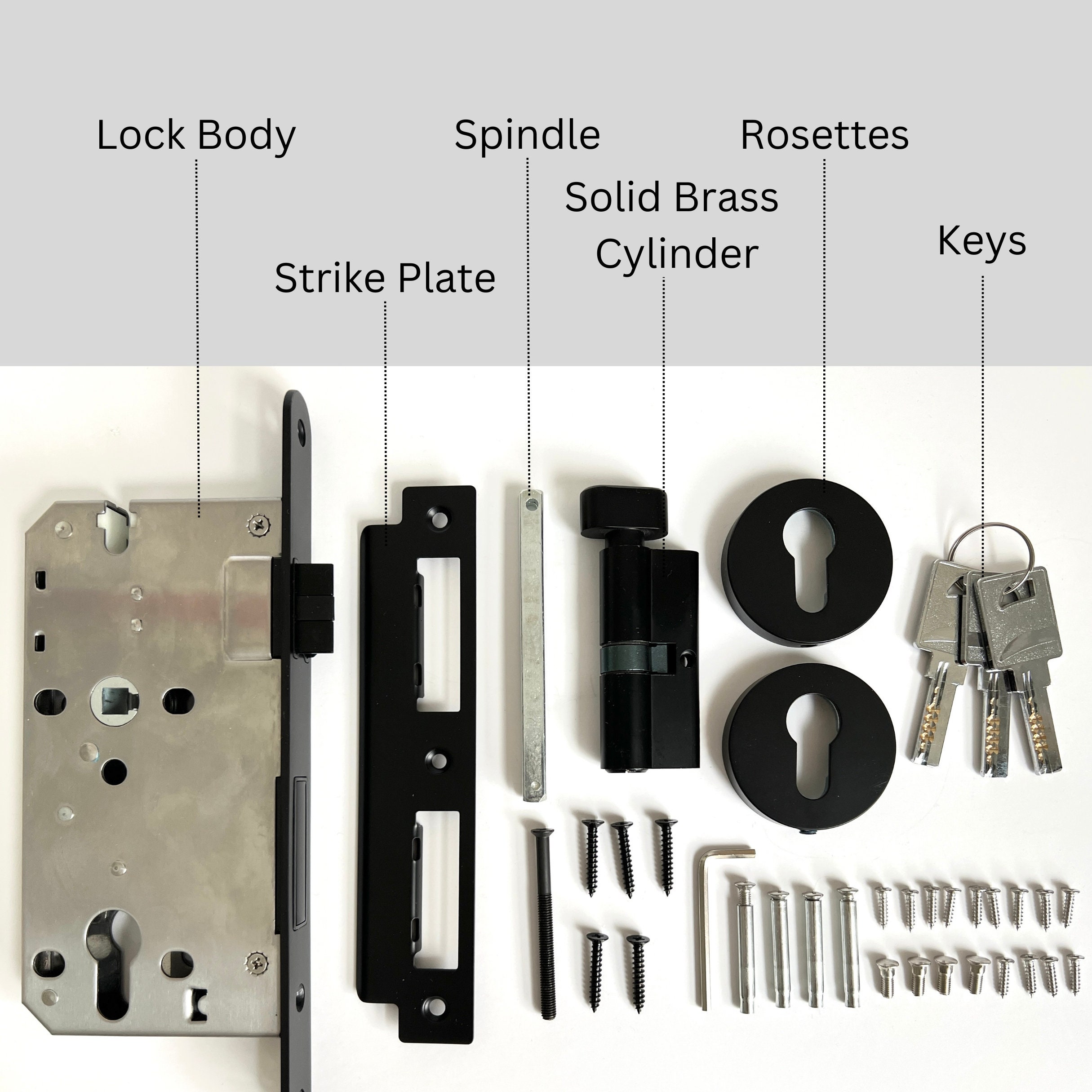 Door Lever Handle Black Pair Lock Set on Rose for Indoor Interior - Etsy