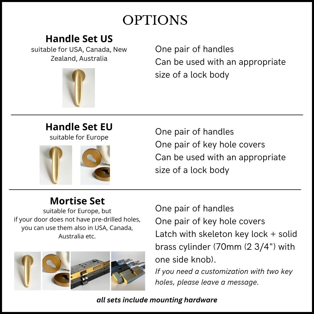 Door Lever Handle Brushed Gold Black Door Pair on Rose, Lock Set for ...