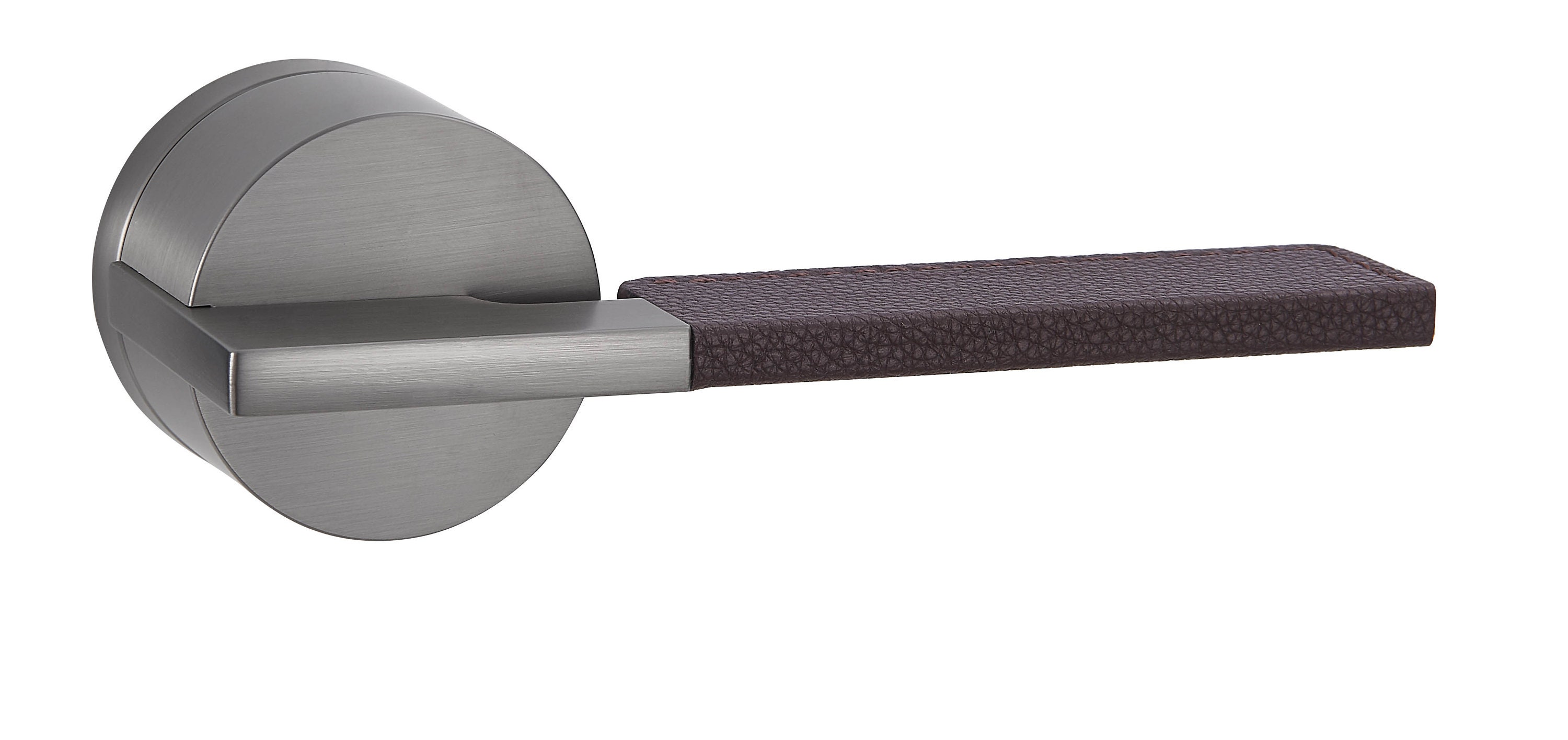 Door Lever Handle - Leather Pair on Rose Lock Set for Indoor Interior ...