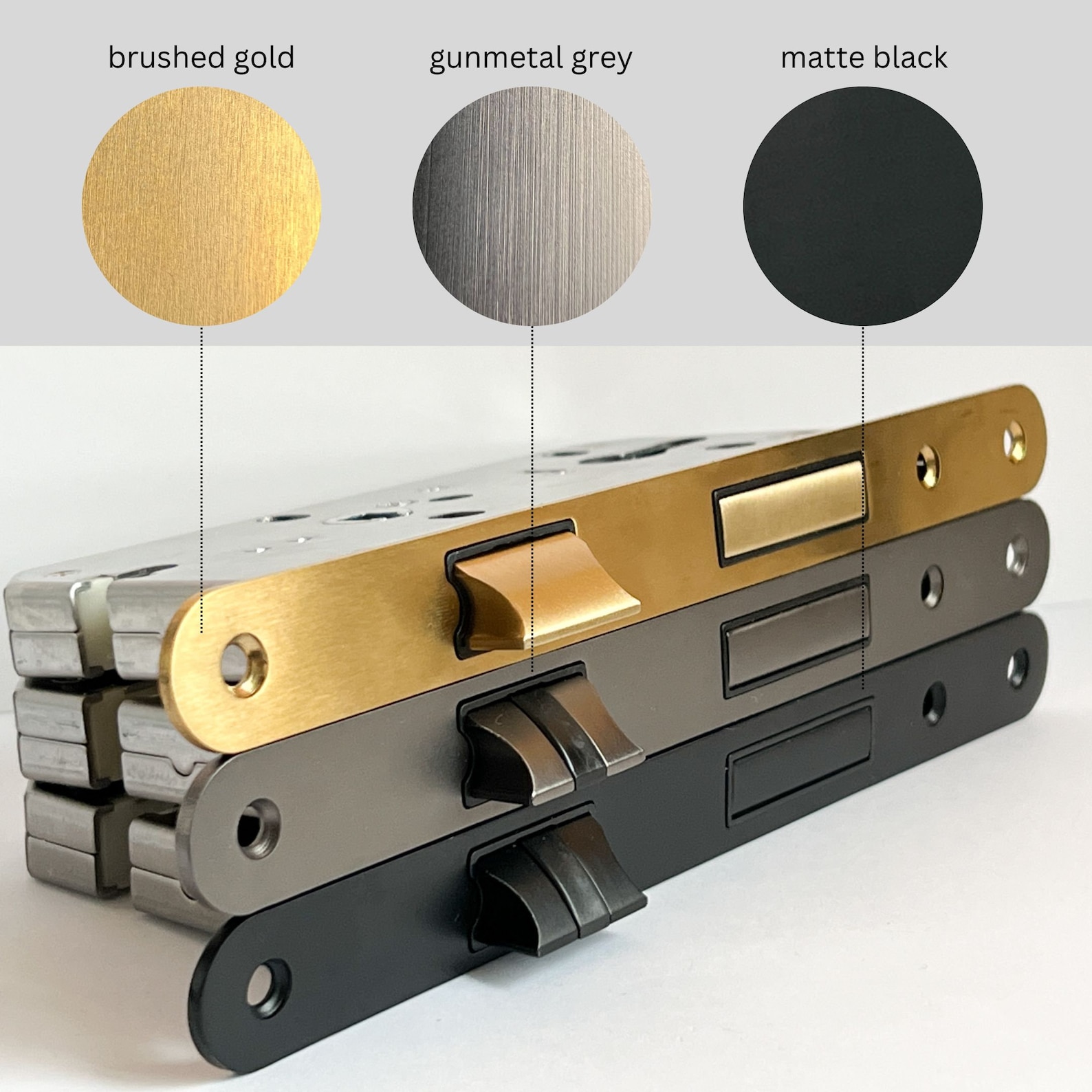 Door Lever Handle - Brushed Gold Black Door Handles Pair Lock Set for ...