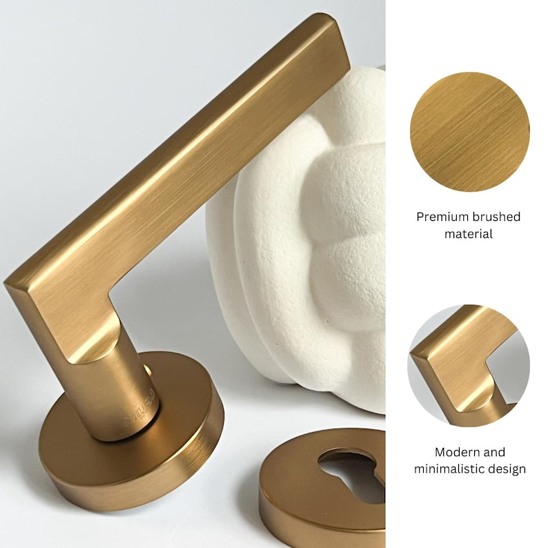 Door Lever Handle - Luxury Brushed Gold Door - Black Pair on Rose ...
