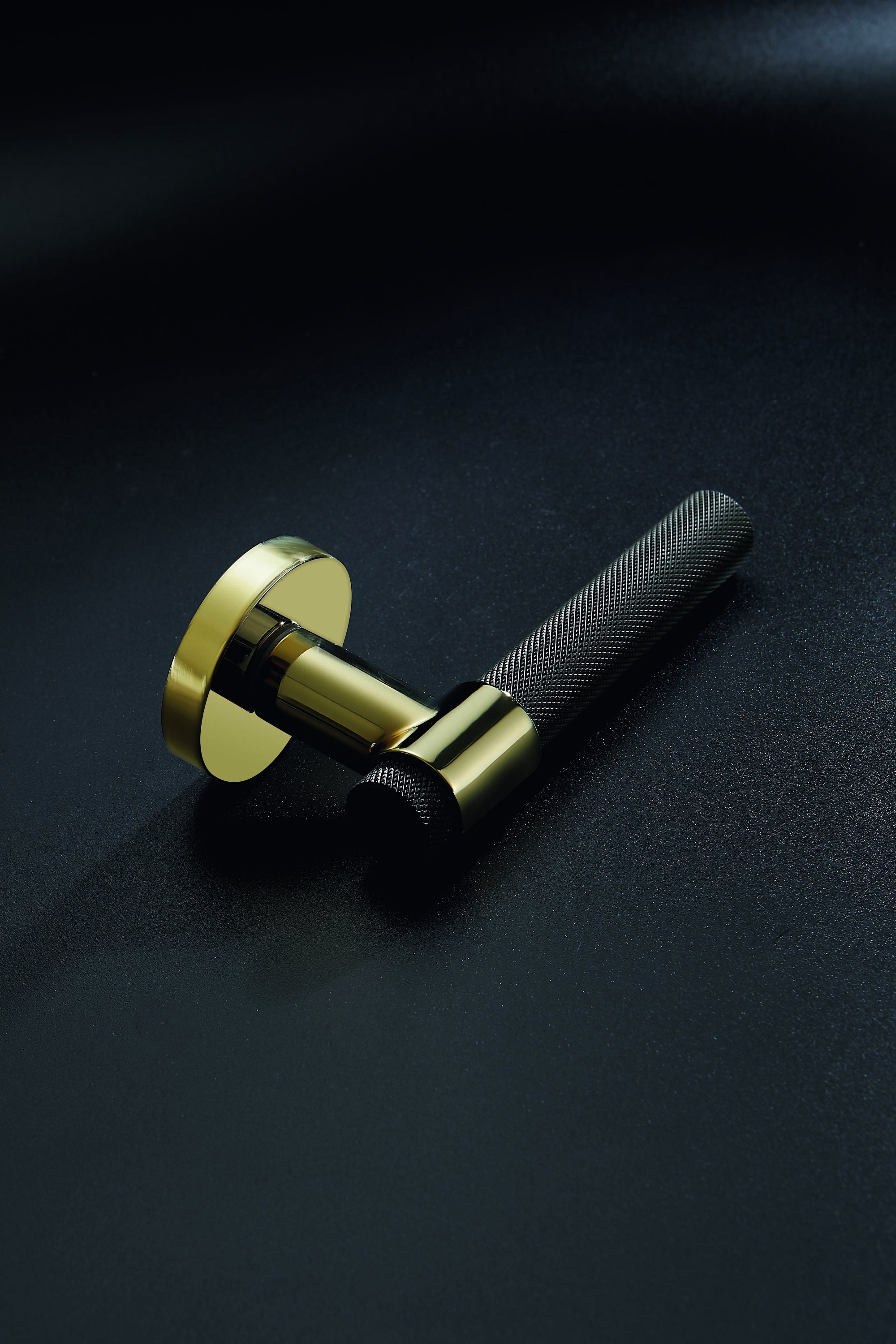 Door Lever Handle - Luxury Knurled Gold Pair on Rose - Lock Set for ...