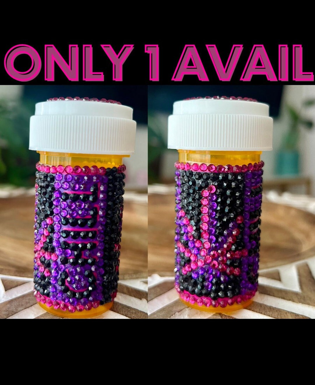 Chill Marijuana Leaf Bedazzled Pill Bottles ONLY 1 AVAIL, Bling Pill ...