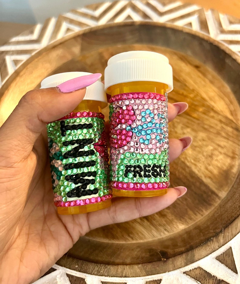 Mint Bedazzled Pill Bottles LIMITED SUPPLY, Unique Pill Organizer ...