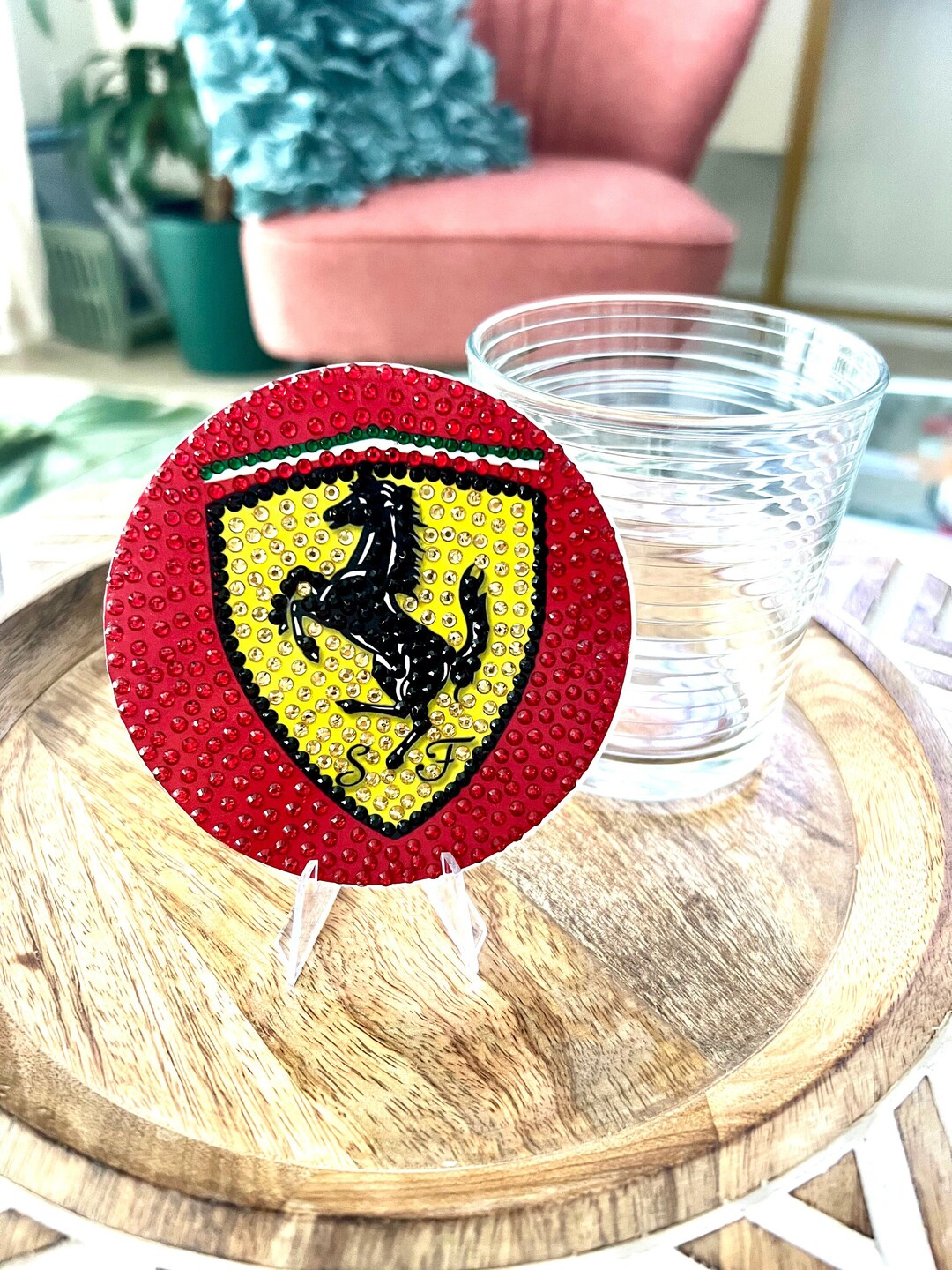 Ferrari Coaster or Accent With Stand Handmade, Ferrari Gifts, Ferrari ...