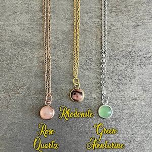 Crystal Gemstone Necklace Minimalist Style Healing Crystals Stainless ...