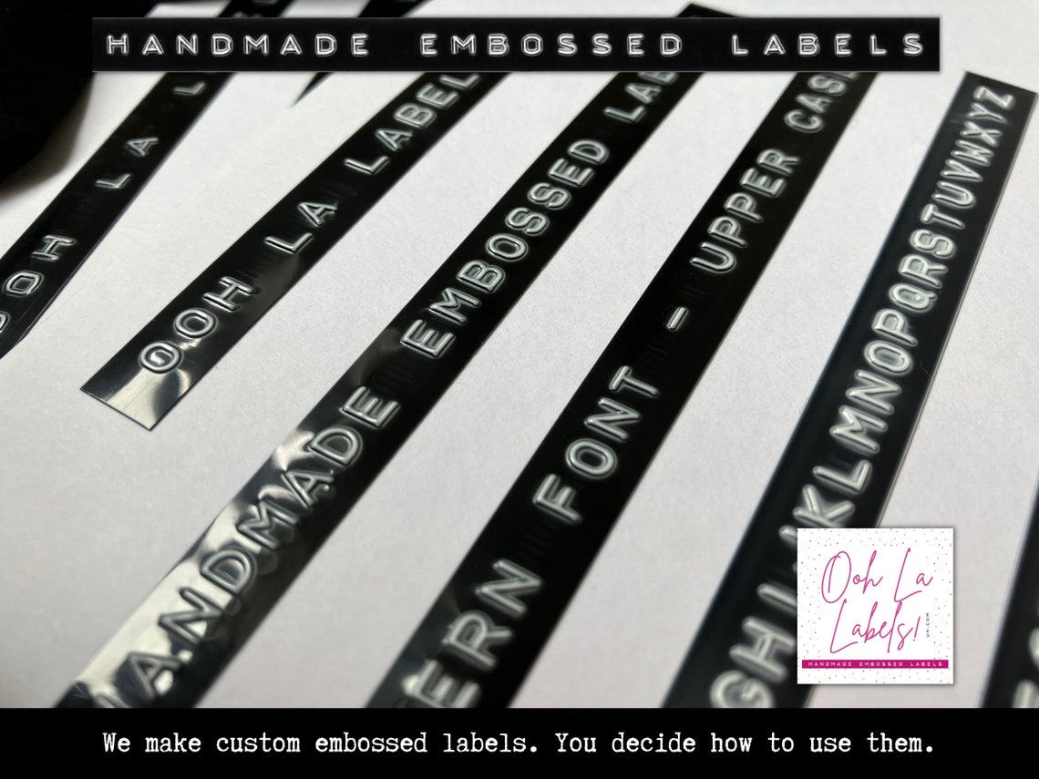 Black Custom Embossed Labels: Modern Typewriter Font - Etsy