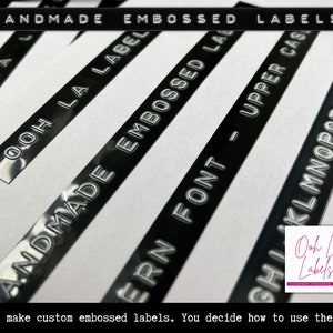 Black Modern Typewriter Style Custom Embossed Labels, Retro Embossed ...