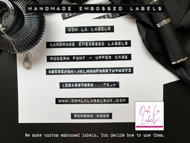 Black Modern Typewriter Style Custom Embossed Labels Retro - Etsy