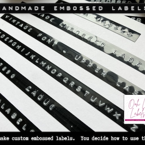 Black Vintage Typewriter Style Custom Embossed Labels, Retro Embossed ...