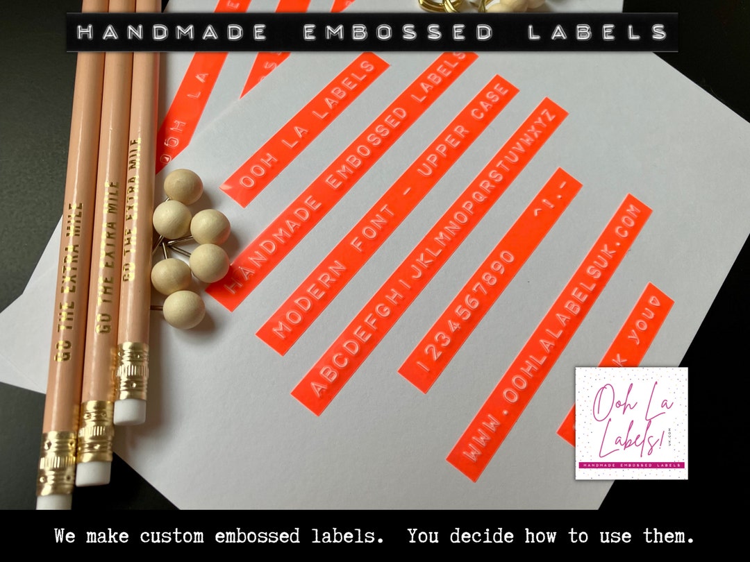 Neon Orange Modern Typewriter Style Custom Embossed Labels, Retro ...