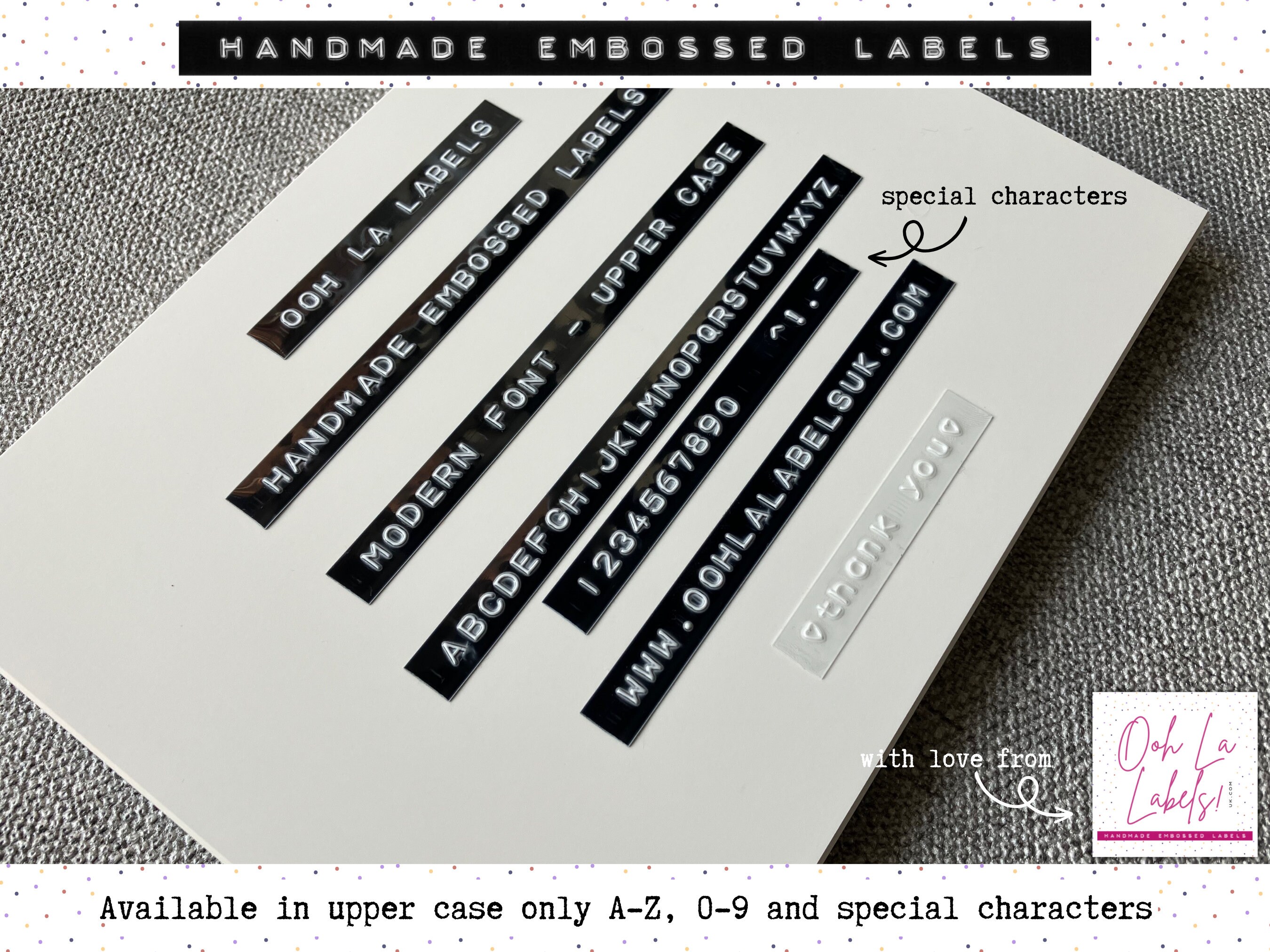 Custom Embossed Labels, Vintage Embossed Labels, Typewriter Style ...