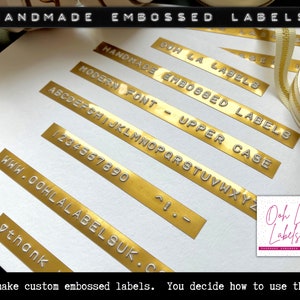 Gold Custom Embossed Stickers: Modern Font Labels - Etsy