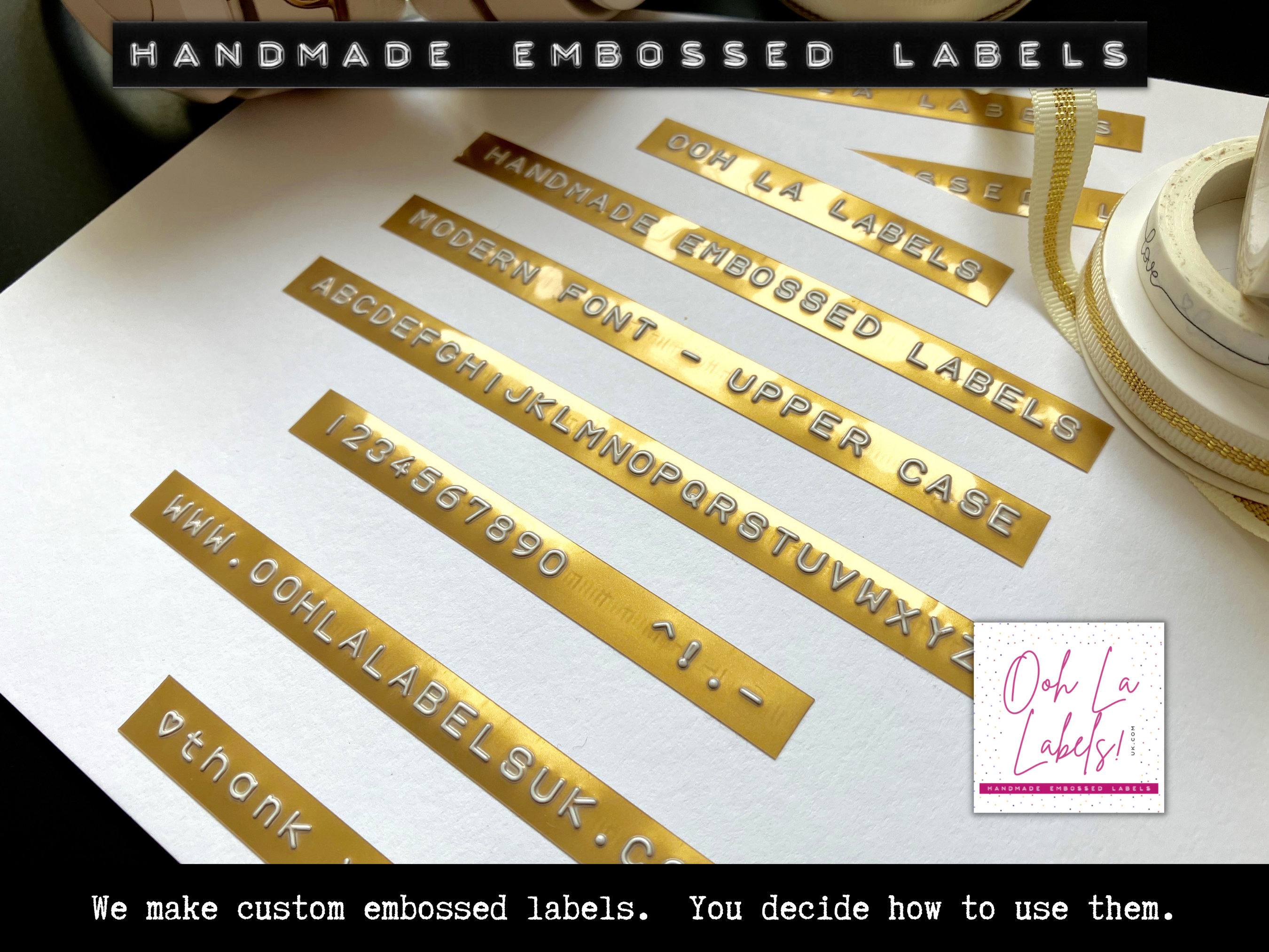 Gold Custom Embossed Stickers: Modern Font Labels - Etsy