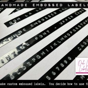 Black Vintage Typewriter Style Custom Embossed Labels, Retro Embossed ...