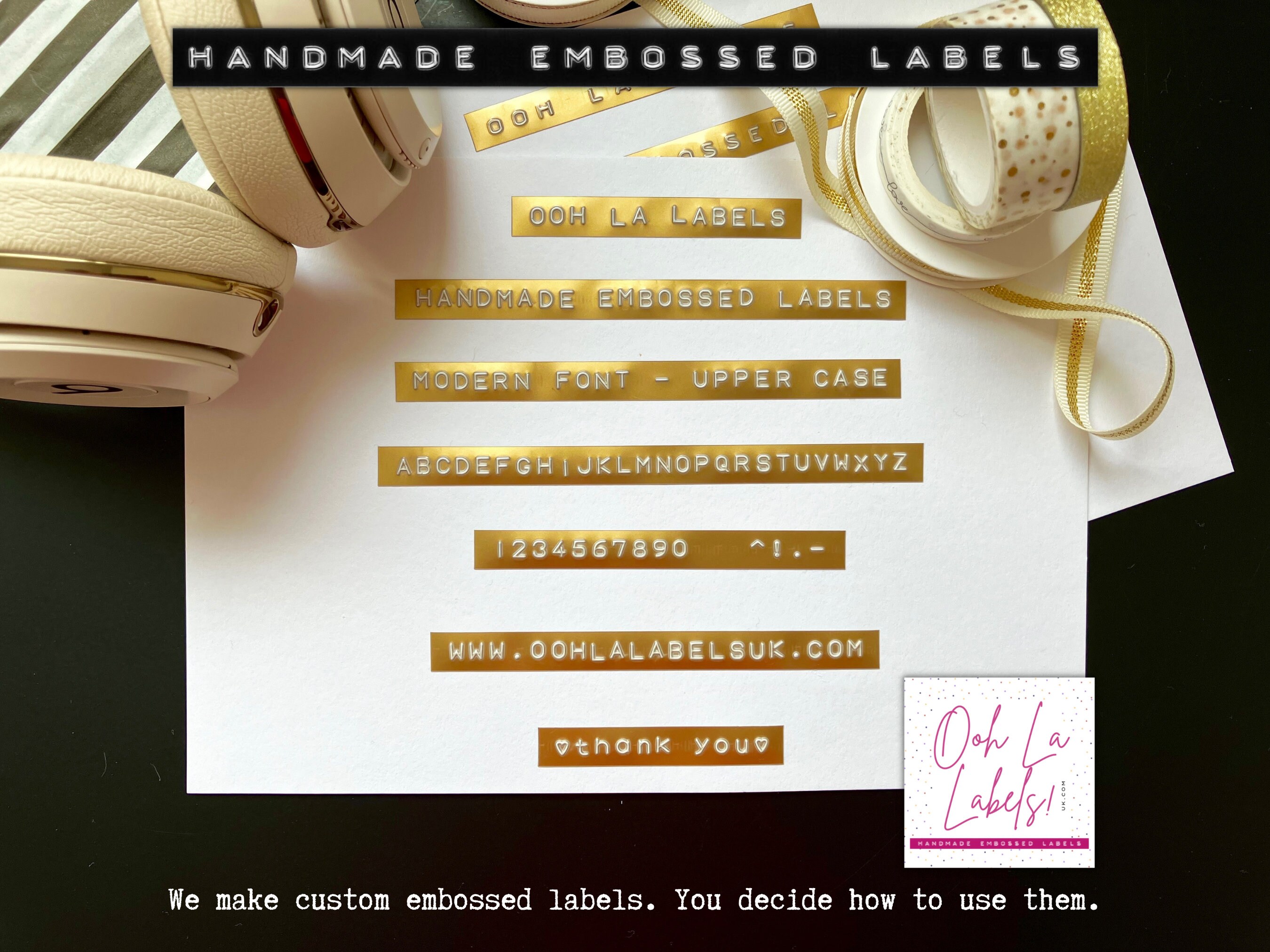 Gold Custom Embossed Stickers: Modern Font Labels - Etsy