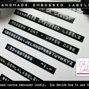 Black Modern Typewriter Style Custom Embossed Labels, Retro Embossed ...